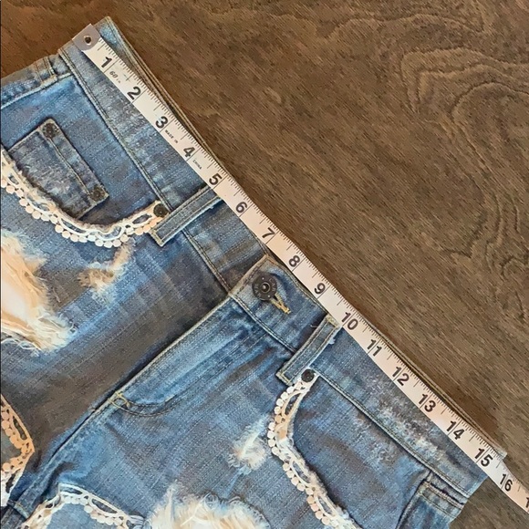 LF | Shorts | Lf Carmar Destroyed Denim Shorts W Crochet Trim | Poshmark